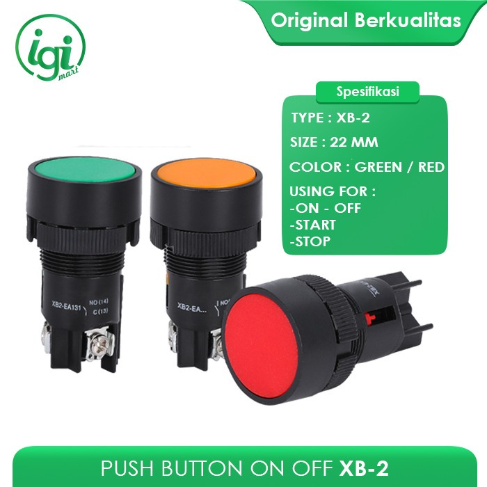 Jual PUSH BUTTON TOMBOL XB-7 / PUSHBUTTON ON - OFF | Shopee Indonesia