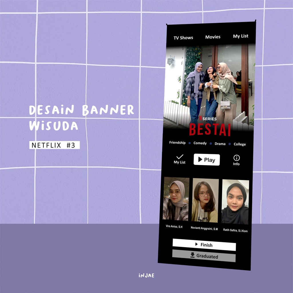 Jual INJAE DESIGN CUSTOM BANNER WISUDA SIDANG NETFLIX XBANNER HADIAH ...