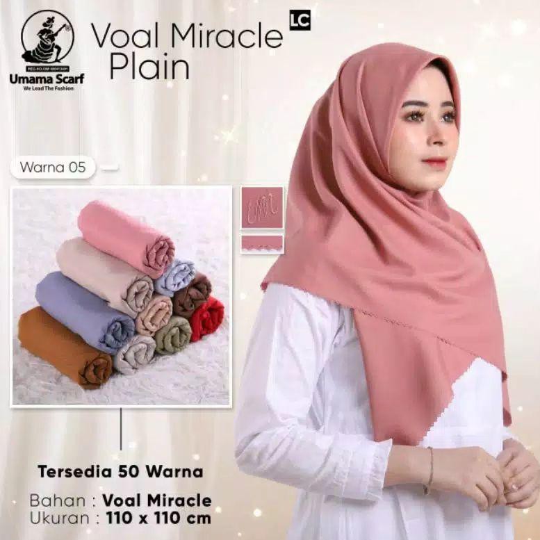 Jual Umama Scraf Original BEST SELLER Hijab Segi Empat Voal Miracle Plain Lc Size 110×110 cm ...