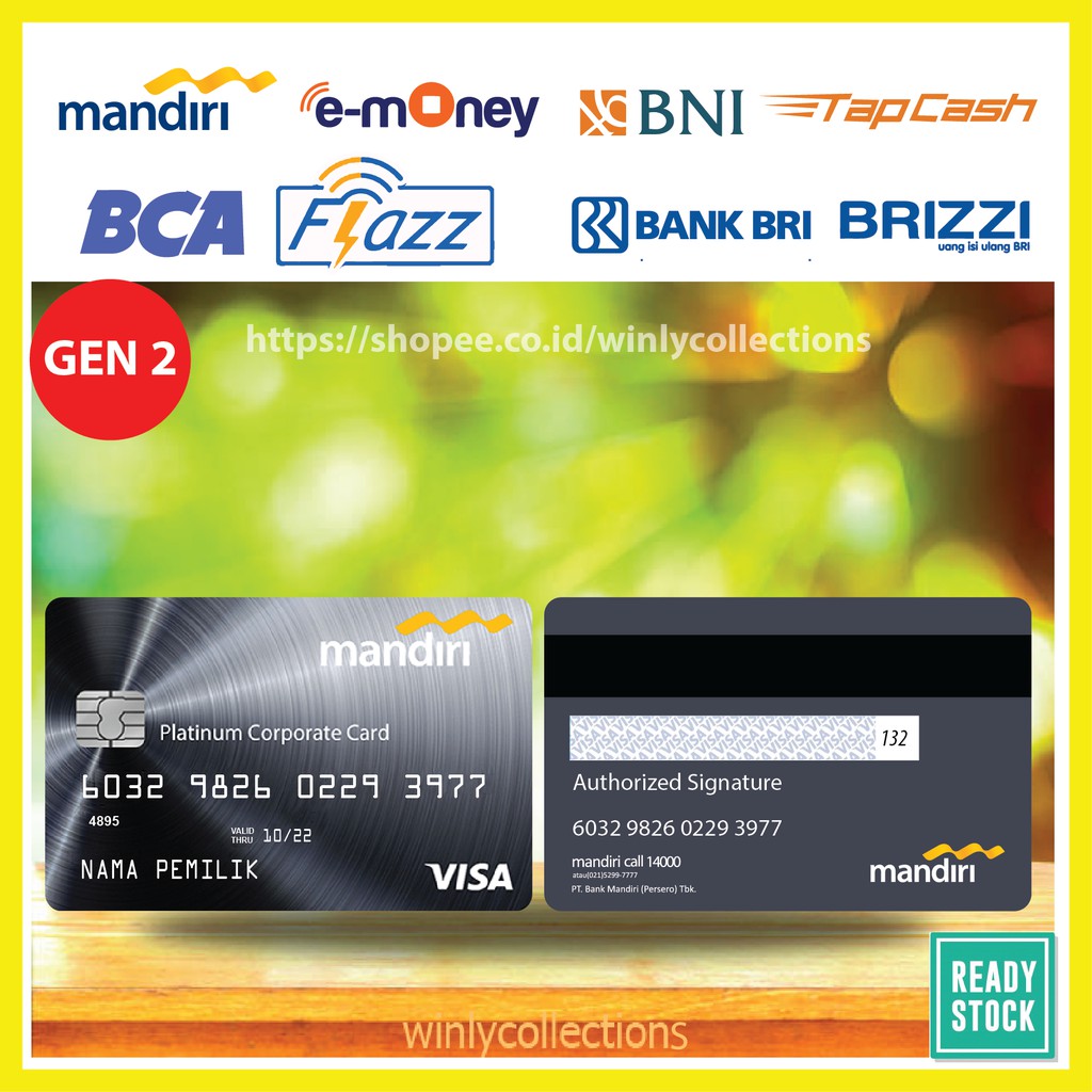 Jual EMONEY E TOLL DESAIN KARTU PLATINUM MANDIRI E MONEY MANDIRI 2 SISI ...