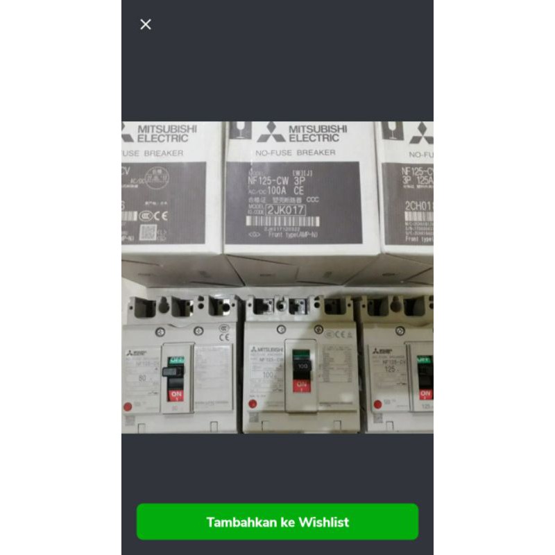 Jual MCCB / No Fuse Breaker NF125CV 3P 80A 100A 125A "MITSUBISHI" | Shopee Indonesia