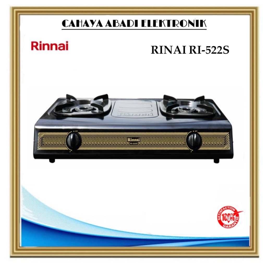 Jual Rinnai Kompor Gas 2 Tungku Teflon RI 522S RI522S Rinai Dua Tungku ...