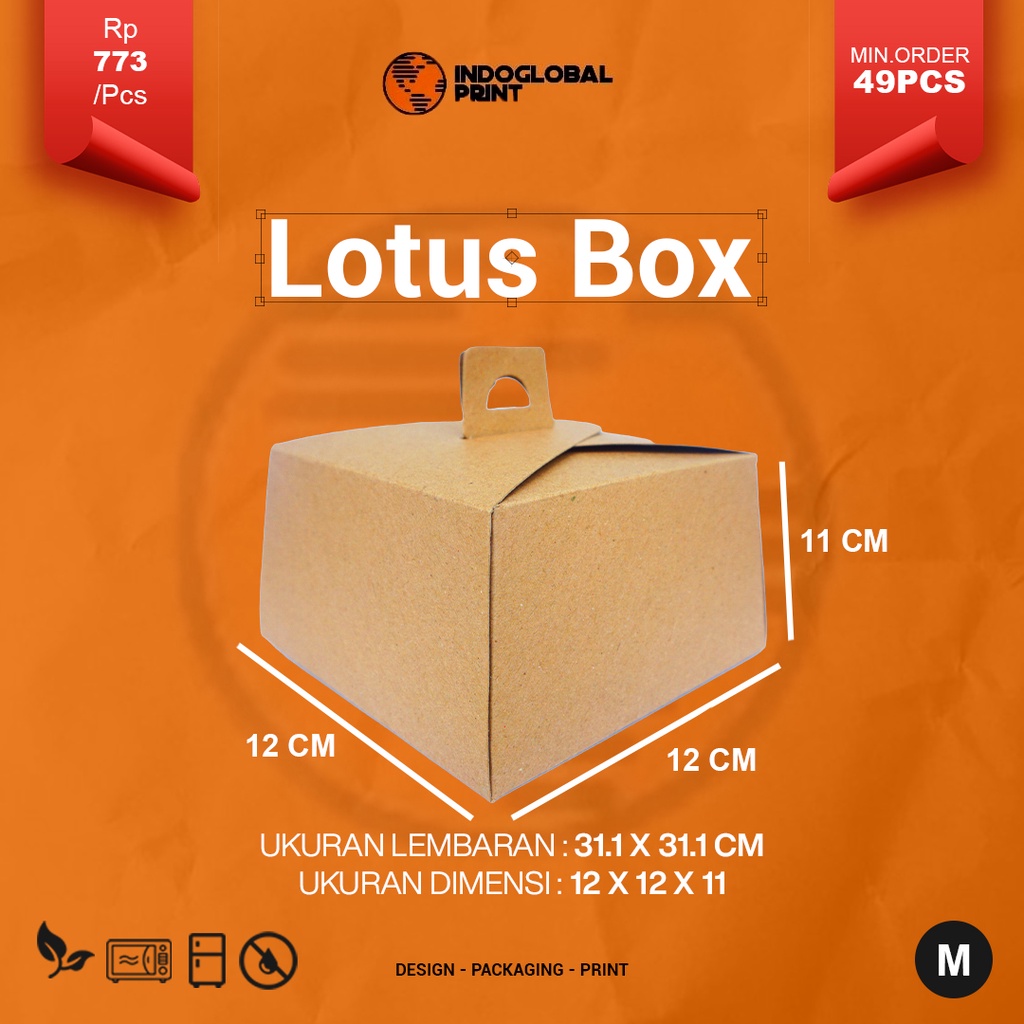 Jual LOTUS BOX M (MEDIUM) KRAFT / box kue / dus / kotak / box / kemasan ...