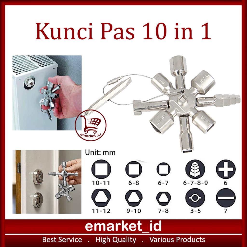 Jual Kunci Pas 10 in 1 Universal / Obeng Soket Ring Serbaguna Segitiga ...
