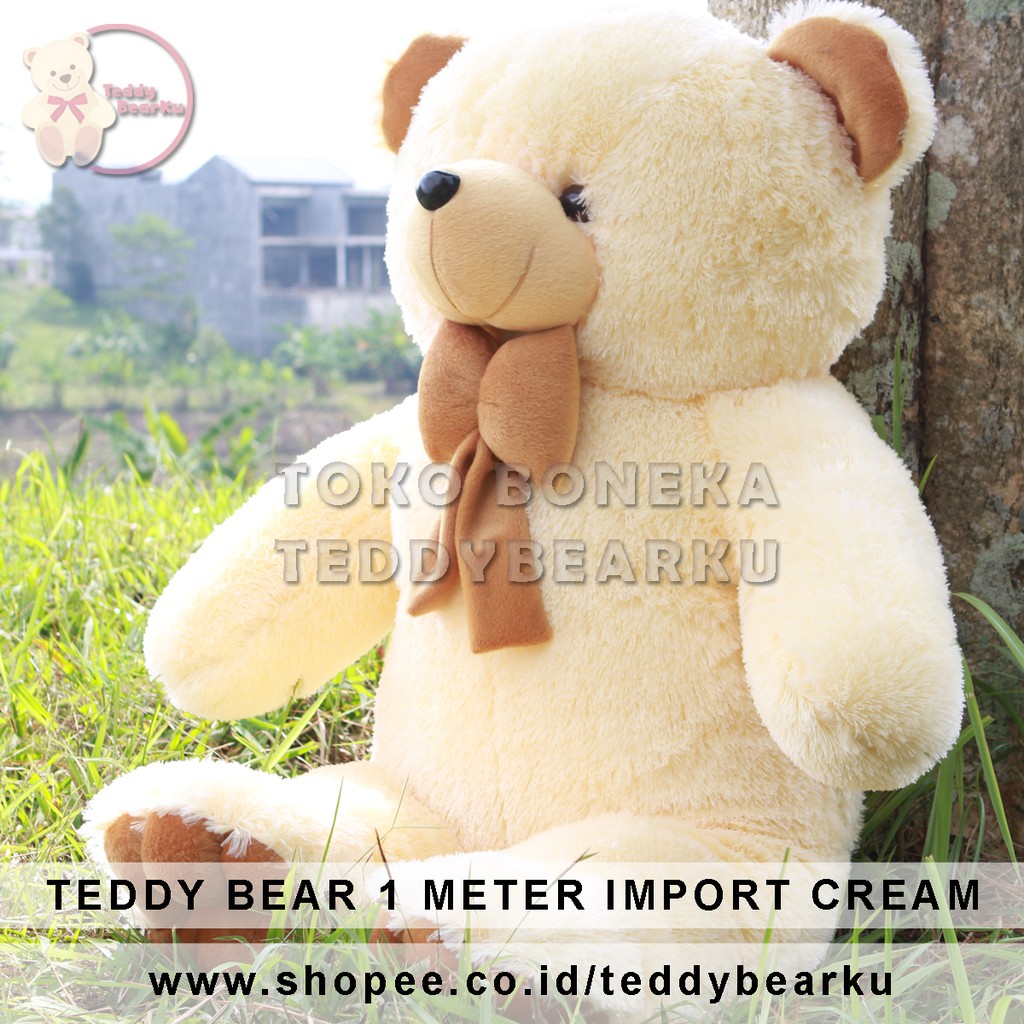 Jual BONEKA TEDDY BEAR JUMBO UKURAN 1 METER WARNA CREAM MODEL TEDDY ...
