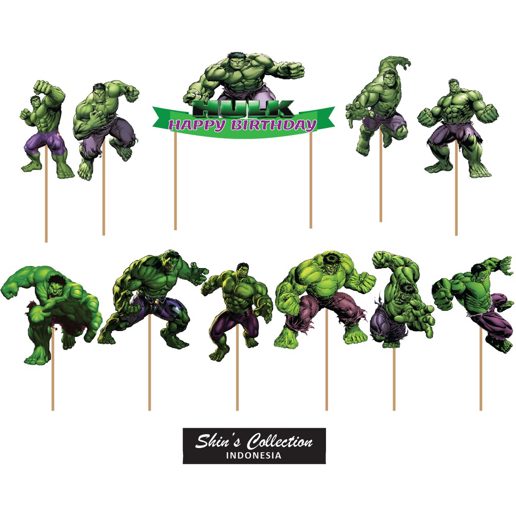 Jual Cake topper Hulk normal set isi 11 pc | Shopee Indonesia