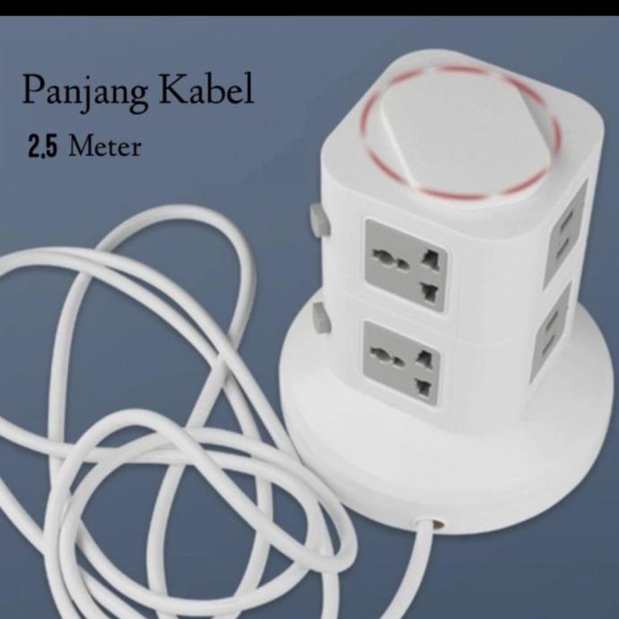 Jual Stop Kontak Tower 2 Tingkat Colokan Listrik Portable Universal 2 ...