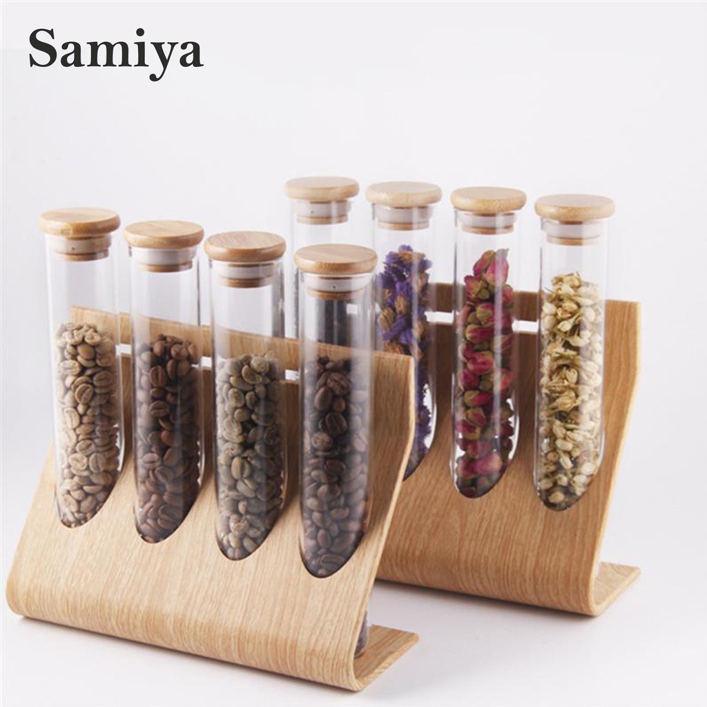 Jual coffee bean tube display wooden rack stand / tabung display biji ...