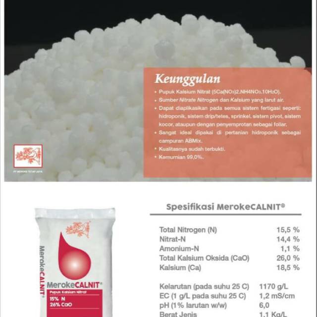 Jual Repack 1 Kg Meroke Calnit Kalsium Nitrat Calcium Nitrate CaNo3 ...