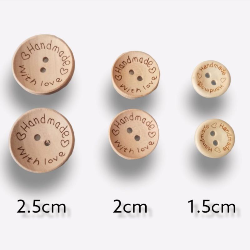 Jual Kancing Kayu Motif Handmade With Love hwl | Shopee Indonesia