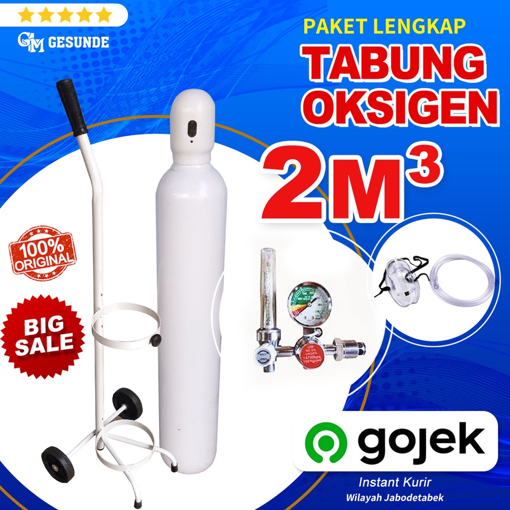 Jual Paket Lengkap Murah 1SET Tabung Oksigen 2M3 SIAP PAKAI + TROLI + REGULATOR + NASAL | Shopee ...