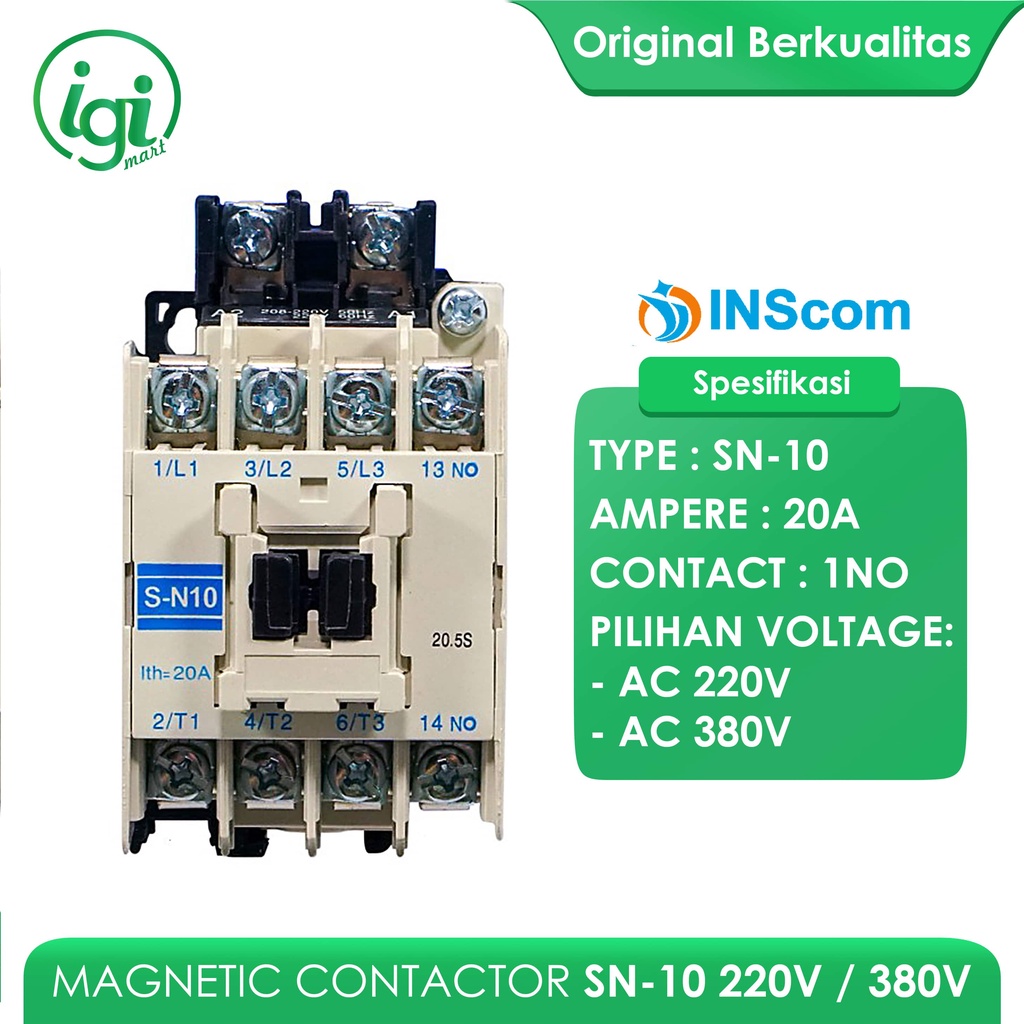 Jual MAGNETIC CONTACTOR SN-10 220V 380V / AC KONTAKTOR SN 10 220VAC 380 ...