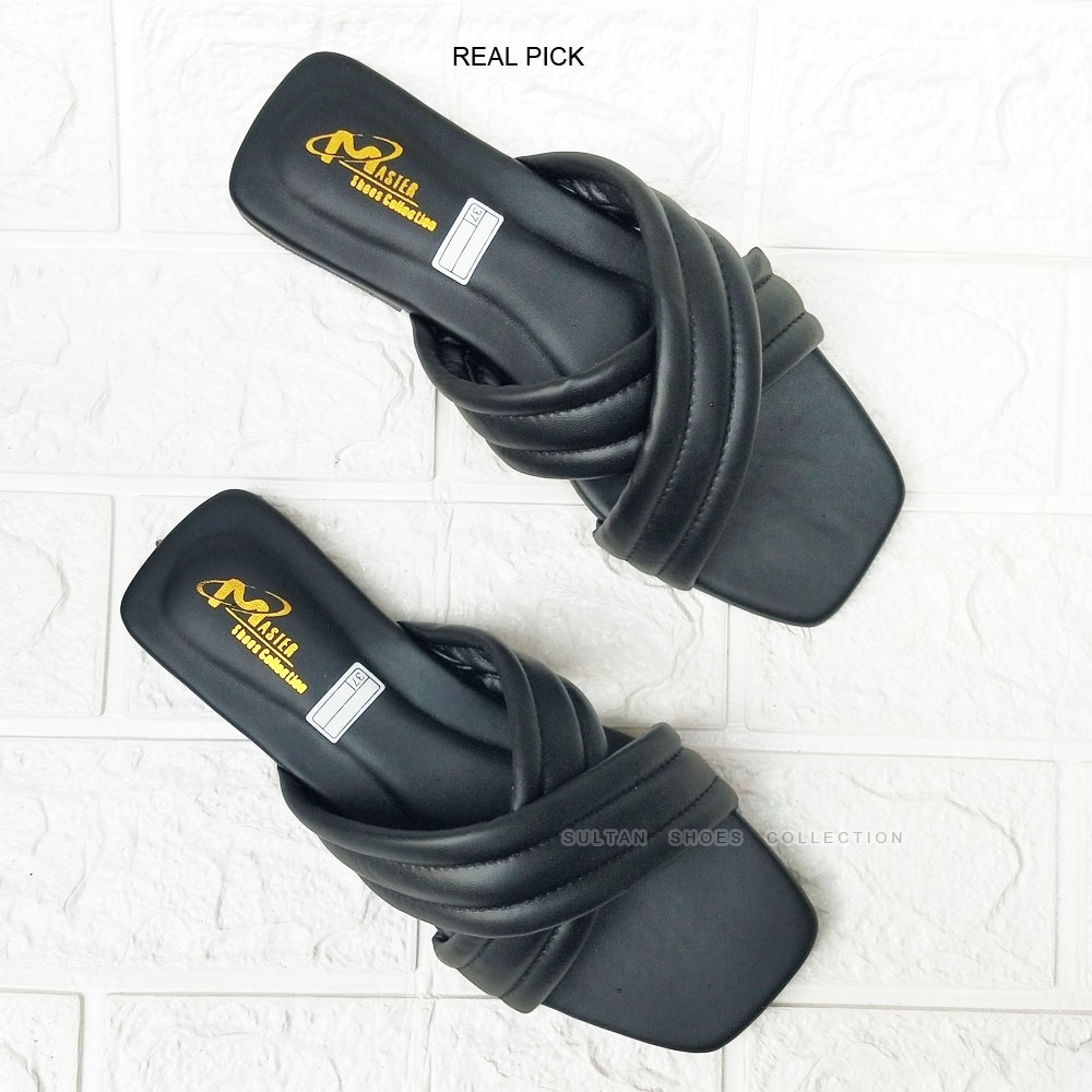 Jual Sendal Slop Slip On Wanita Flat Teplek Silang Busa - Sandal Selop ...