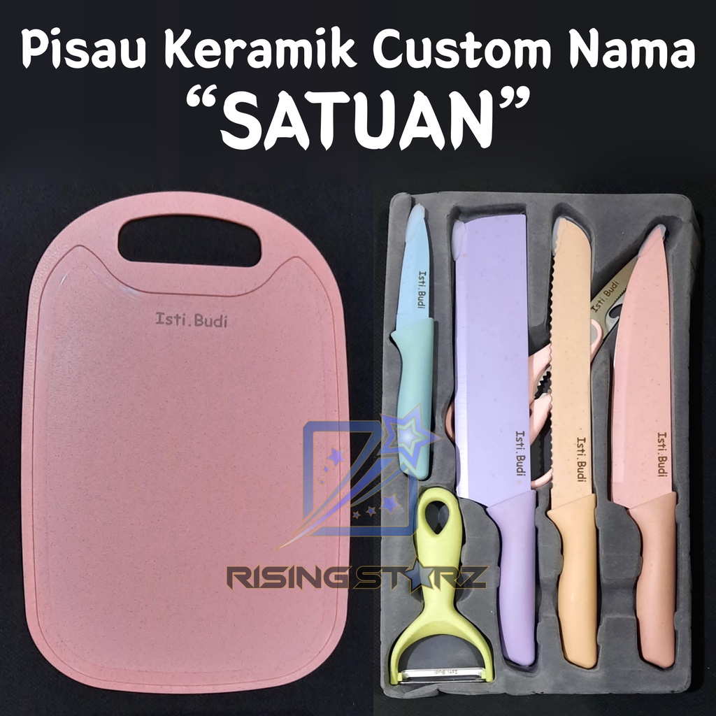 Jual pisau dapur set stainless keramik anti lengket grafir FREE custom ...