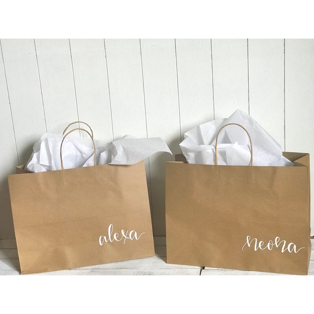 Jual (POLOSAN) Paper Bag Coklat Polos Lanscape 27x10x28cm Paper Bag ...
