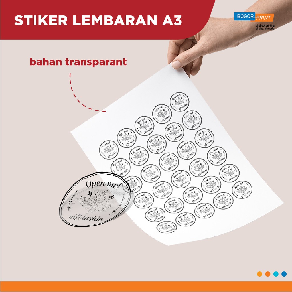 Jual Cetak Stiker Transparant ukuran A3+ / Full Color / Potong Kotak ...