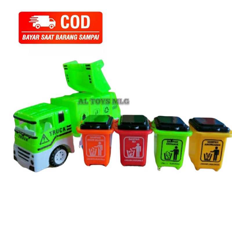 Jual MT 53 MAINAN MOBIL TRUCK SAMPAH PLUS TEMPAT SAMPAH UKURAN MINI ...