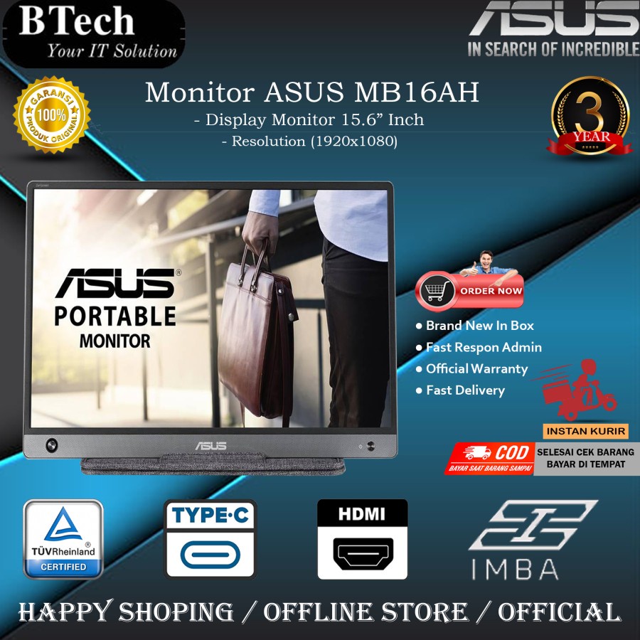 Jual Monitor ASUS ZenScreen MB16AH 15.6" FULL HD | Shopee Indonesia