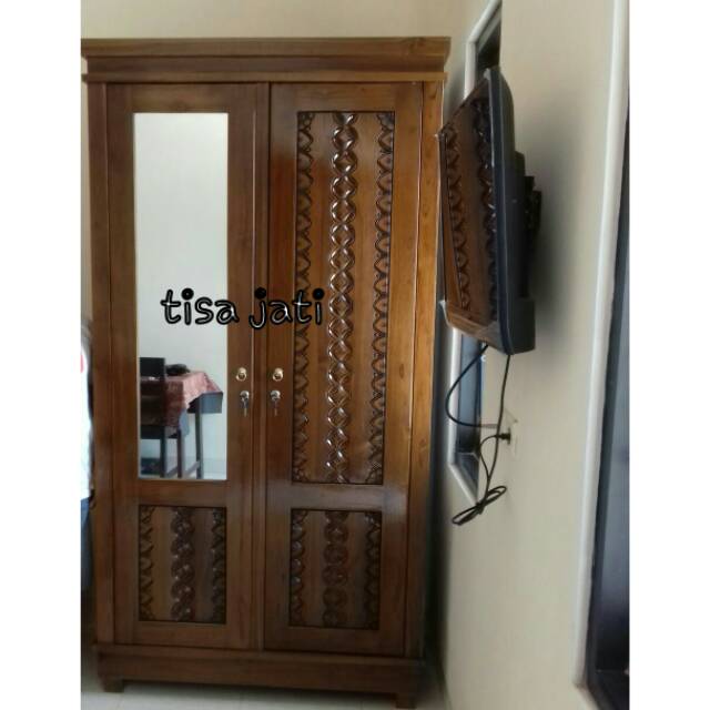Jual Almari pakaian minimalis jati mebel jepara 2 pintu | Shopee Indonesia