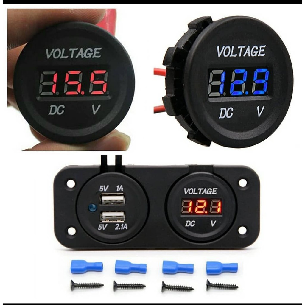 Jual voltmeter aki plus USB body universal digital | Shopee Indonesia