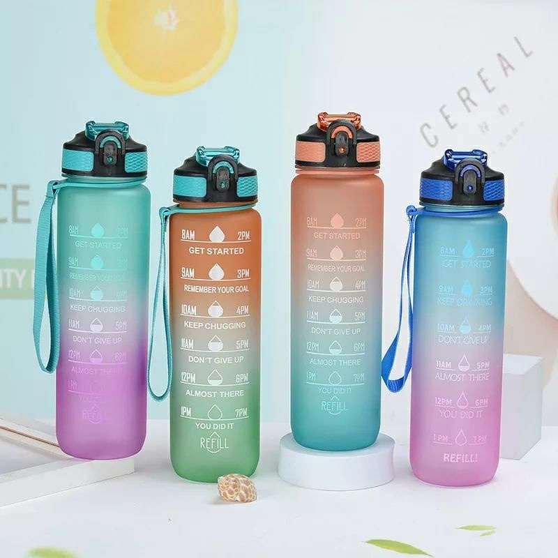 Jual Botol minum viral tritan BPA FREE 1L 1 liter / botol motivasi ...