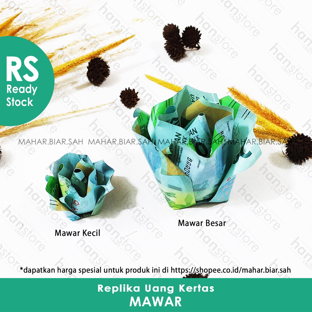 Jual RS Origami Bunga Mawar Besar dari Replika Uang Kertas / Dekorasi ...
