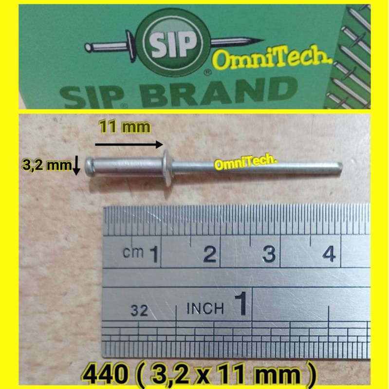 Jual 50 Pcs Paku Rivet Blind Rivet 3,2mm 440 SIP 3,2 mm x 11 mm Ripet 3,2x11 mm | Shopee Indonesia