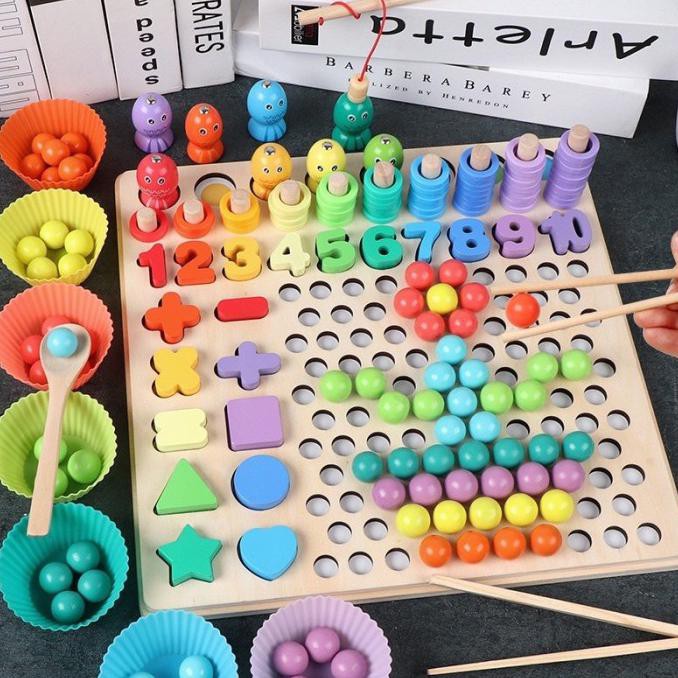 Jual Mainan Montessori Multifungsi - Beads Fishing Numbers Counting ...