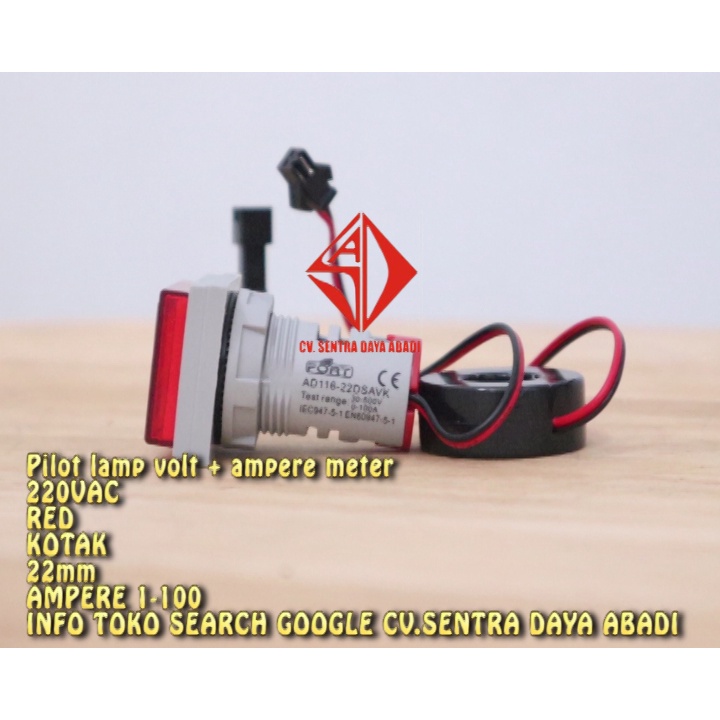 Jual pilot lamp AD116-22DSAVK with metering/pilot lamp V + A Meter ...
