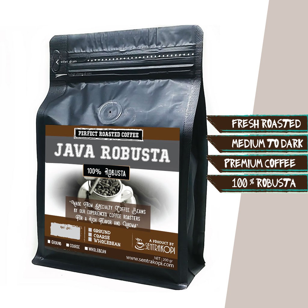 Jual Sentra Kopi Java Robusta 200 Gram - Bubuk / Biji - Premium Coffee 200Gr Kopi Hitam Murni ...