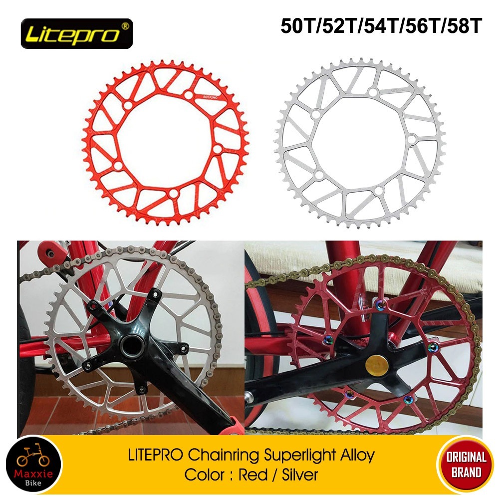 Jual Chainring Litepro 50T/52/54/56/58T Super Light Alloy NARROW WIDE ...