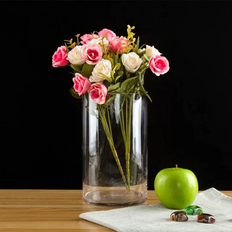 Jual VAS BUNGA KACA TABUNG SILINDER / VAS TINGGI BAMBOO / VAS KACA ...