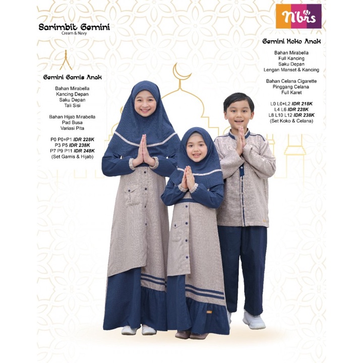 Jual NIBRAS SARIMBIT GEMINI CREAM GAMIS ANAK DAN KOKO ANAK BAHAN ...
