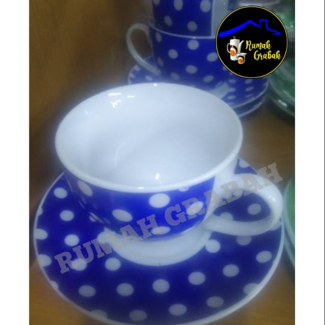 Jual Cangkir set Keramik 1/2 Lusin Full Polkadot | Shopee Indonesia
