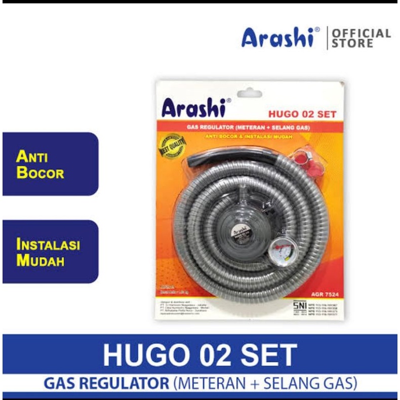 Jual Selang Gas + regulator (completed) Arashi Hugo 04 anti bocor ...