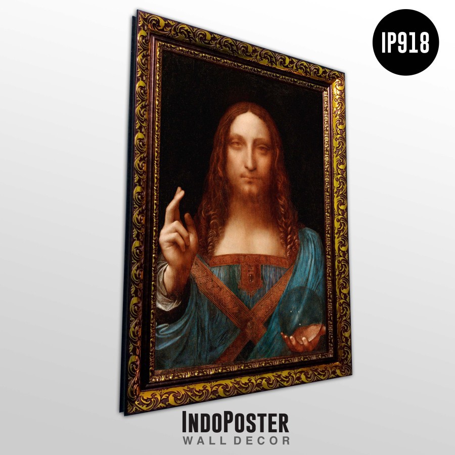 Jual Poster Lukisan Terkenal Klasik Salvator Mundi - Leonardo da Vinci, 1500 Bingkai Ukir A2 ...