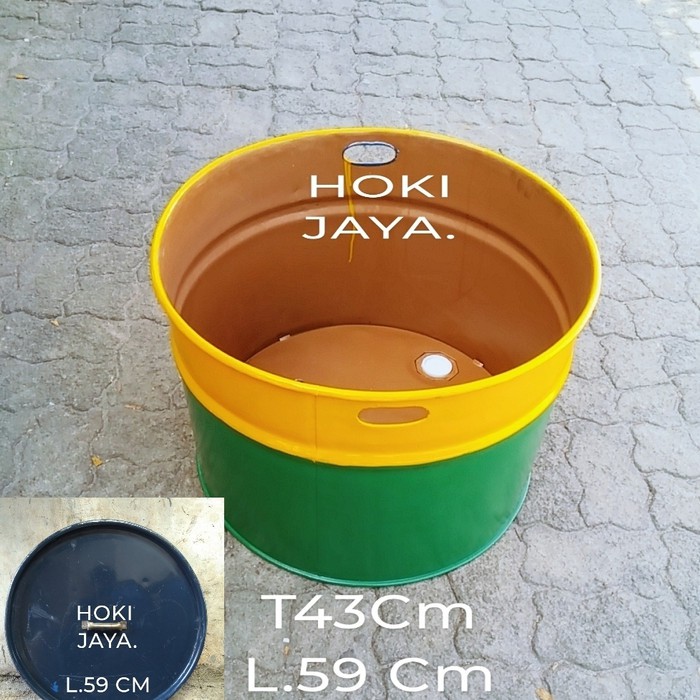 Jual Drum Besi/Tong Besi Tempat sampah +Tutup Kapasitas 100 liter ...