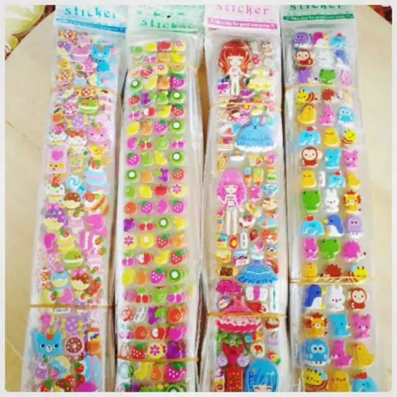 Jual sticker anak timbul 3D karakter lucu MURAH / stiker dot label ...