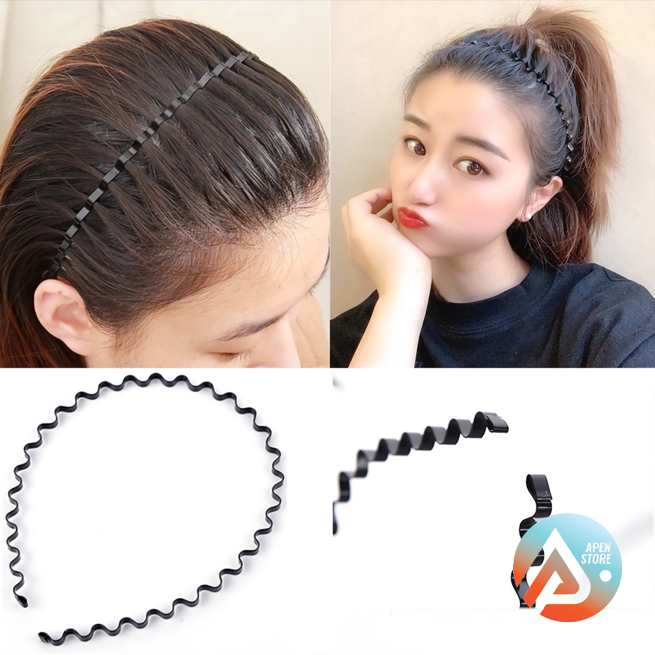 Jual APEN Bando Korea Gelombang Zigzag Wanita Pria Unisex Polos ...