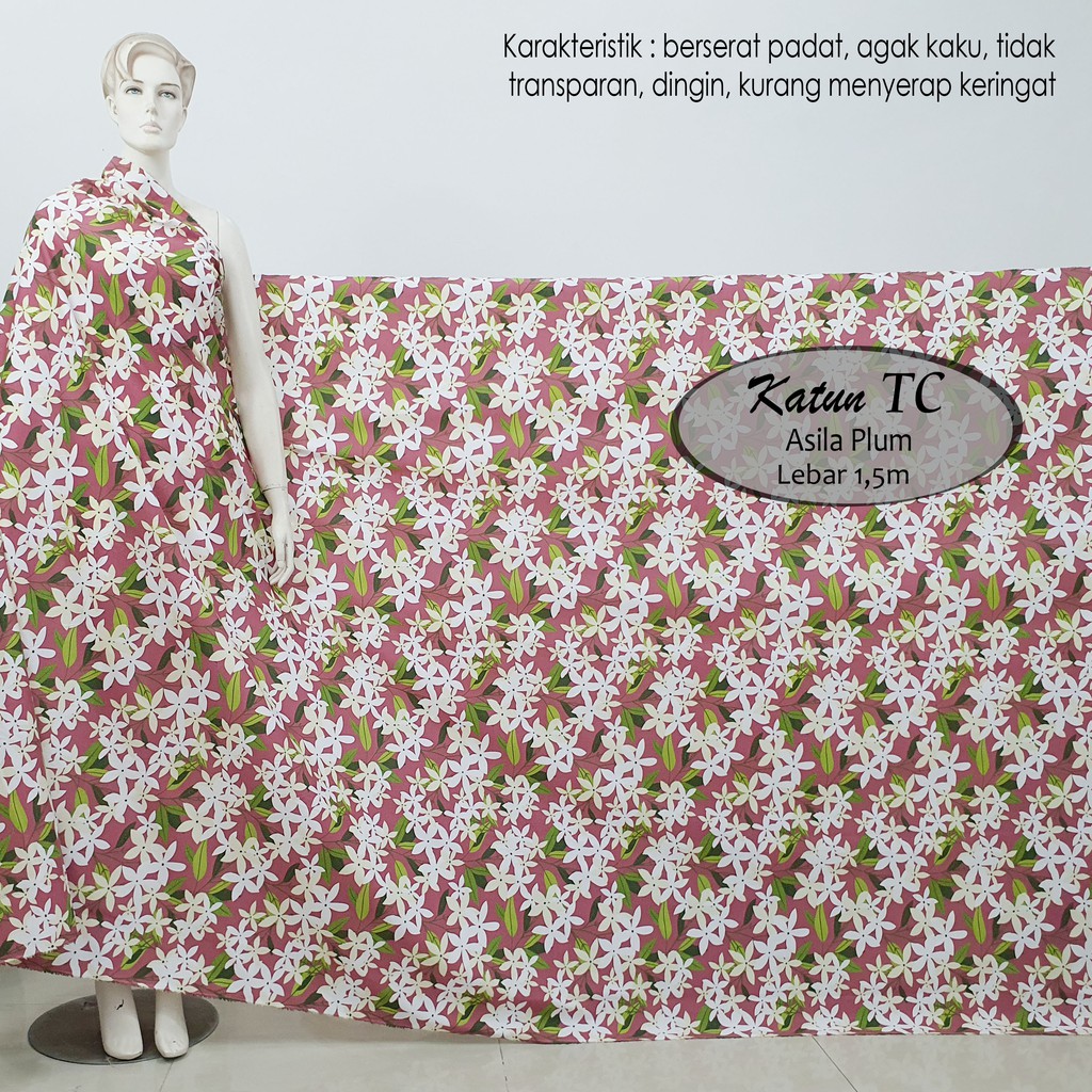 Jual KAIN KATUN TC "ASILA PLUM" (harga per 0,5m) | Shopee Indonesia