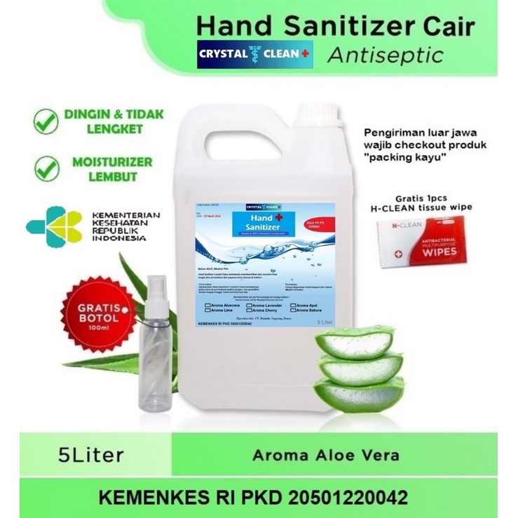 Jual HAND SANITIZER CAIR 5 LITER ANTISEPTIC 70% Crystal Clean BANYAK ...
