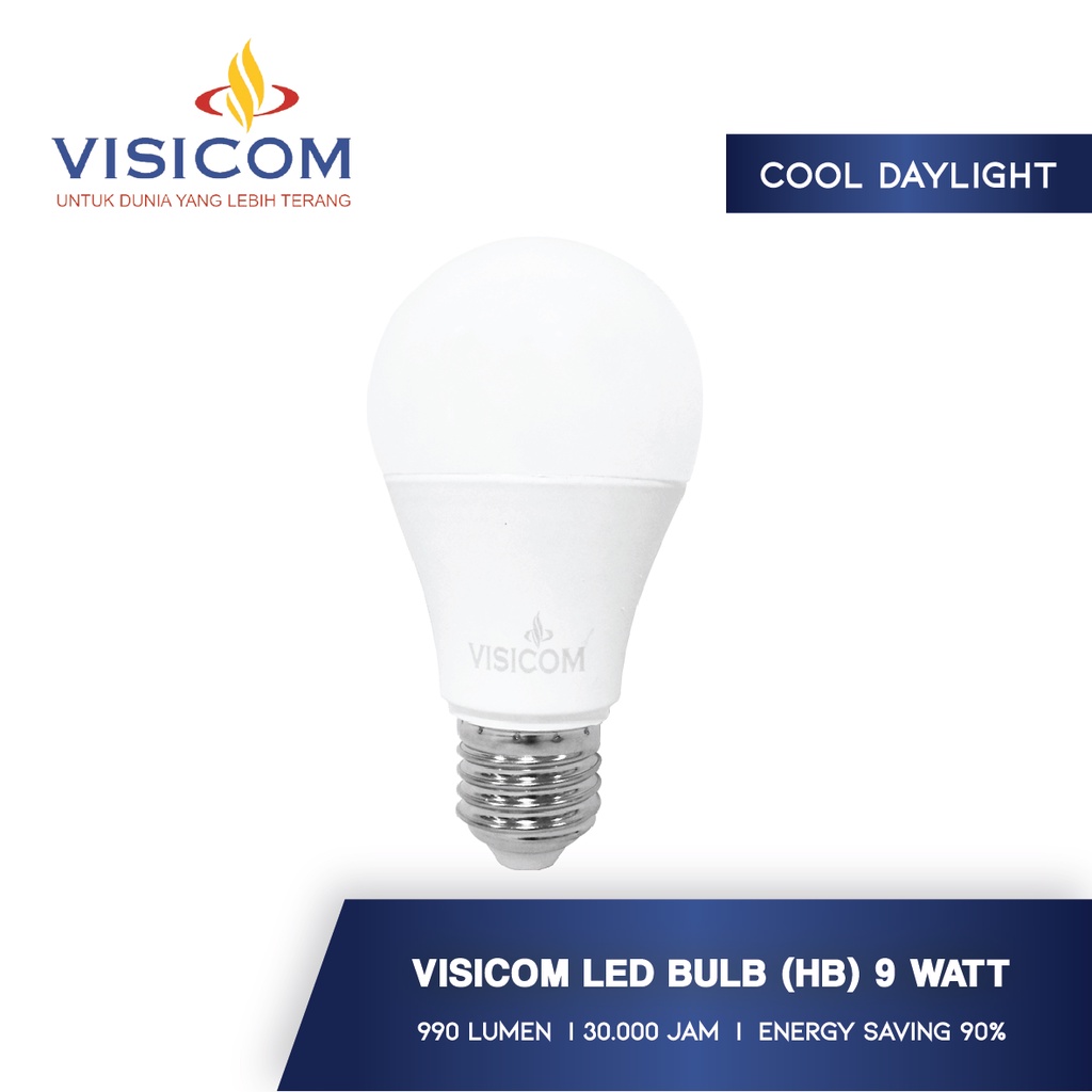 Jual VISICOM Lampu LED Bulb 9 Watt (HB) Hemat Energi /Bohlam Cahaya Putih | Shopee Indonesia