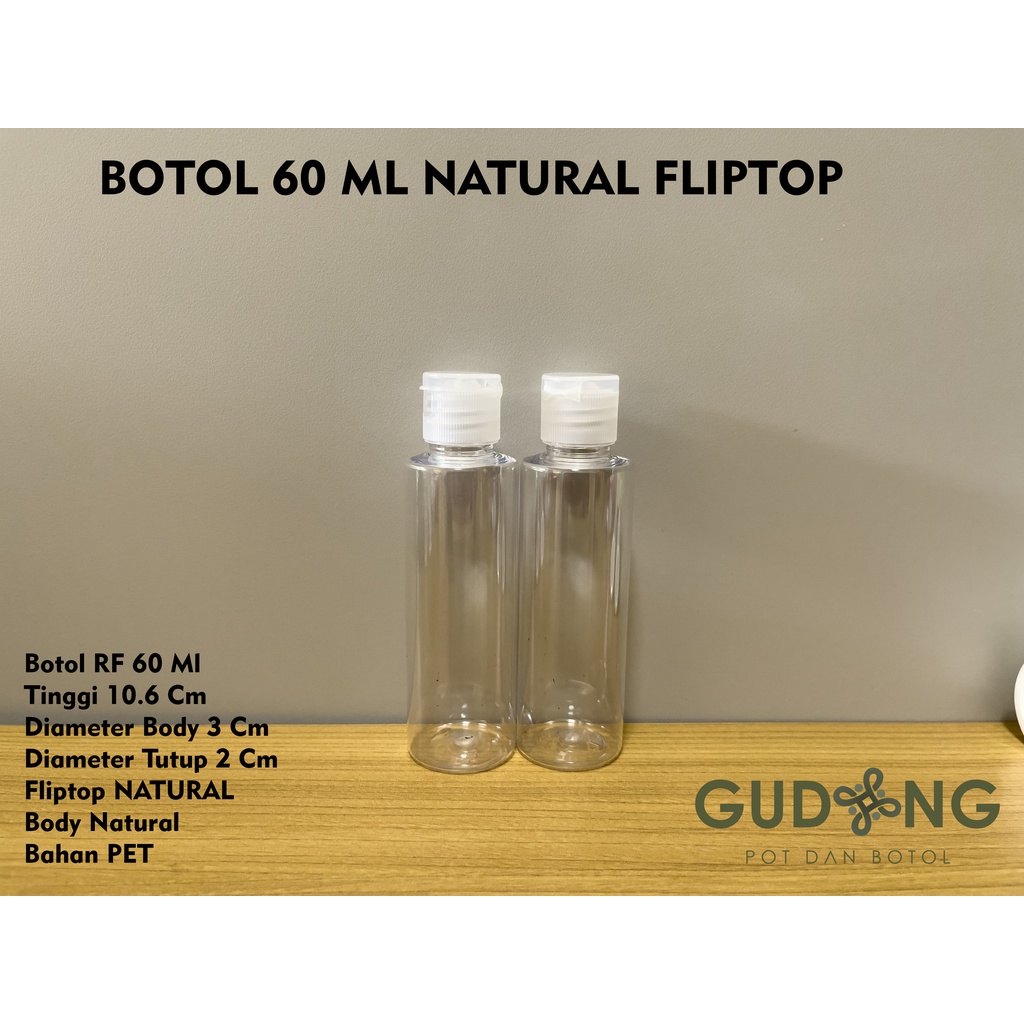 Jual BOTOL PET RF 60 ML BENING - TUTUP FLIPTOP BENING (KEMASAN 1KG 30 ...