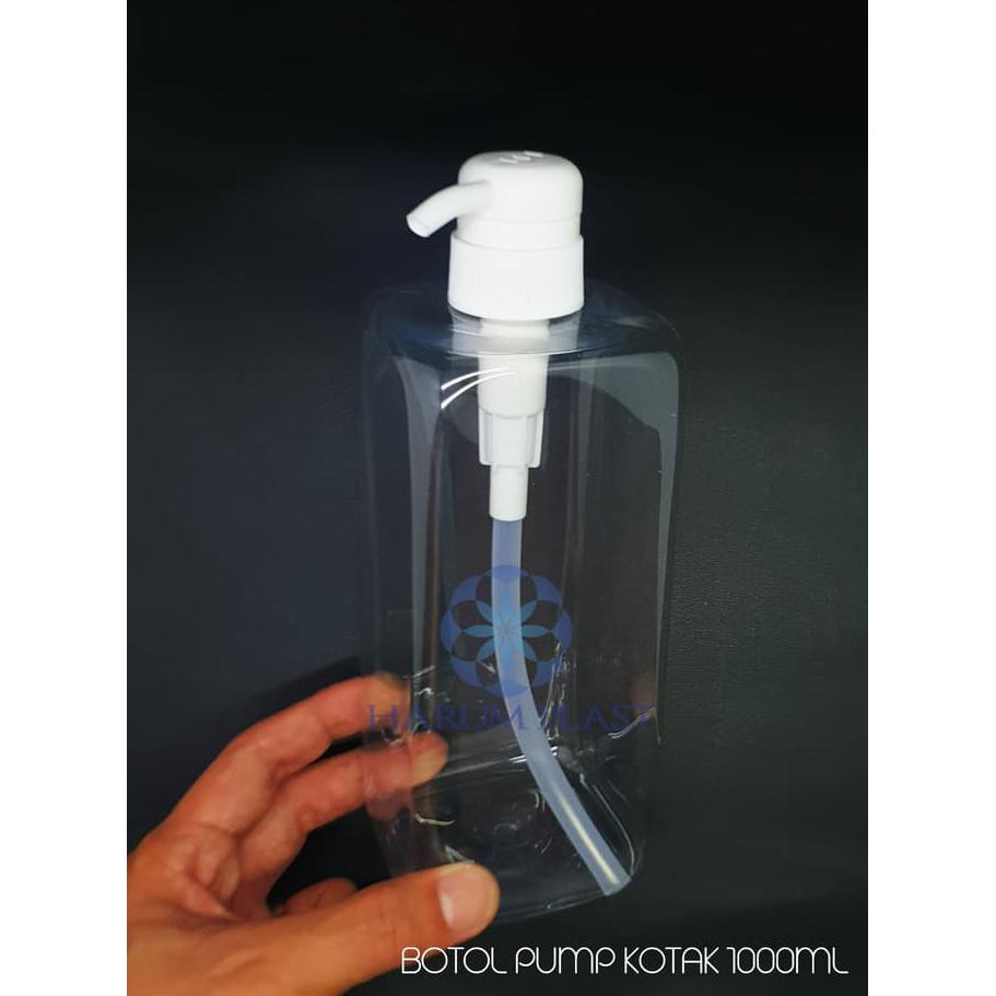 Jual Botol Pump / Botol Pompa 1000ml / 1000 ml / 1 liter / 1L PET Kotak ...