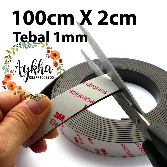 Jual Magnet Strip Lembaran Sheet Karet Rubber Flexible Lem Double Tape 3M Tebal 1mm Size 2x100CM ...