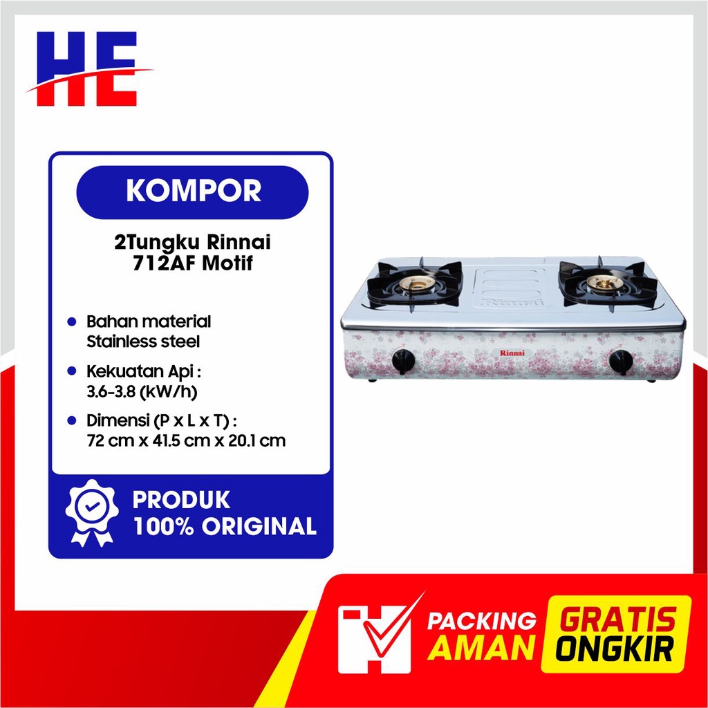 Jual Kompor Gas Rinnai 712AF 2 Tungku Gratis Bubble Wrap Double ...