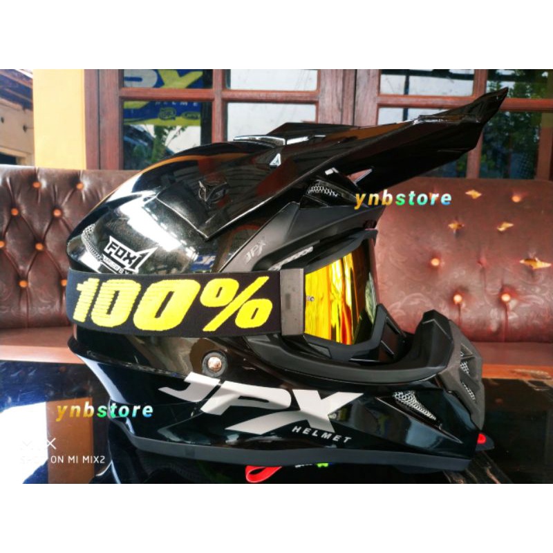 Jual Helm JPX Cross Fox1 Solid Polos Black Hitam Gloss + Kacamata ...
