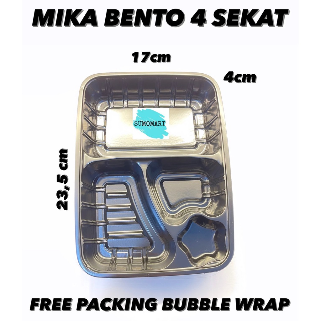 Jual 25 PCS MIKA BENTO 4 SEKAT / TRAY LUNCH BOX 4 SEKAT / KOTAK MAKAN 5 ...
