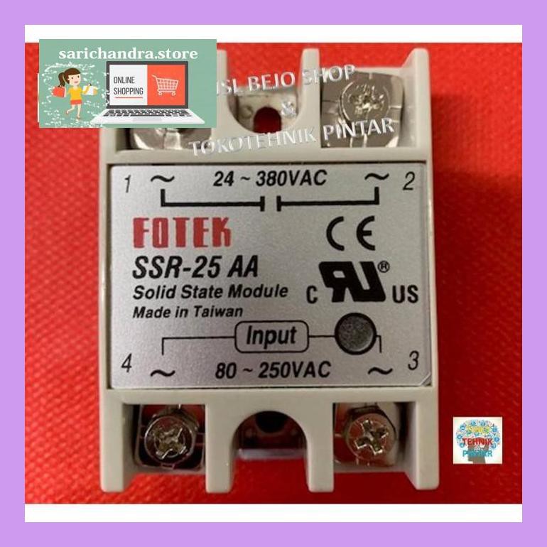 Jual S4Rd0R5 Ssr 25 Aa Fotek Solid State Relay Ac To Ac 25Aa 25A 80 250V 24 380 V - Ssr 40Aa ...