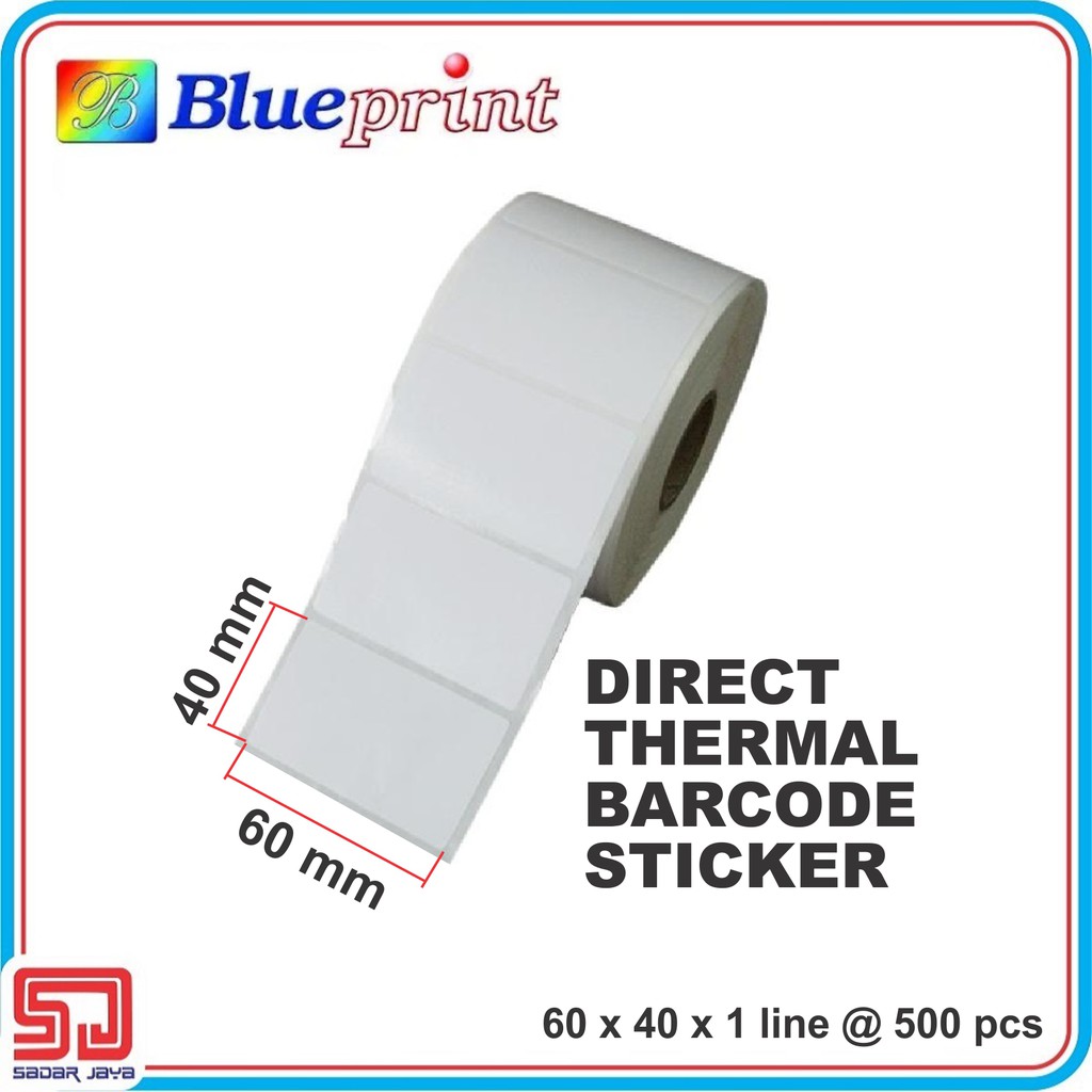 Jual Direct Thermal Sticker Label 60 x 40 mm 1line Blueprint Stiker Barcode 60x40 | Shopee Indonesia